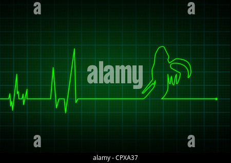 Illustration of a heartbeat ending with death Stock Photo - Alamy