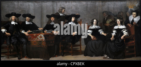 Adriaen Backer (1635-1684). Amsterdam almshouse regents, 1676. Detail ...