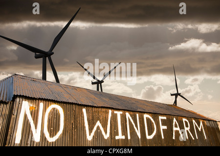 Anti wind farm sign No Giant Wind Turbines Here near Blackcraig Hill ...