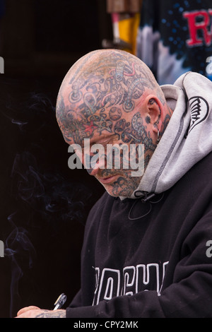 Portrait of a tattooed biker Stock Photo - Alamy