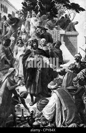 The Court of Emperor Frederick II in Palermo. 1865. Arthur Georg von ...