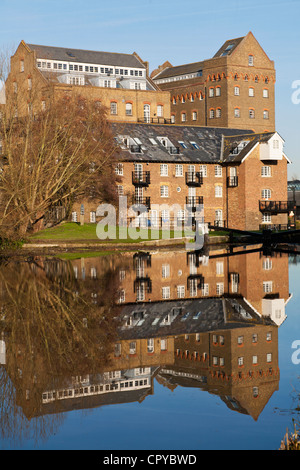 Coxes Lock and Mill, River Wey Navigations, Addlestone, Surrey, England ...