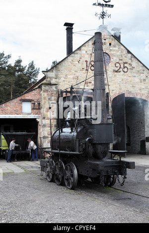 Replica steam locomotive Steam Elephant on Pockerly waggonway, Beamish ...