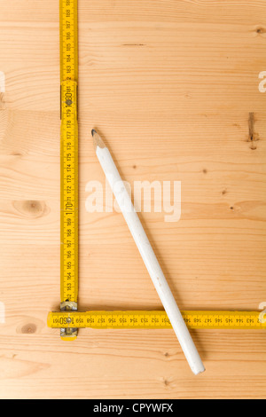 Folding carpenter's ruler Stock Photo - Alamy