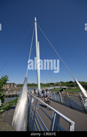 Millennium pedestrian Bridge Lancaster over the River Lune with St ...