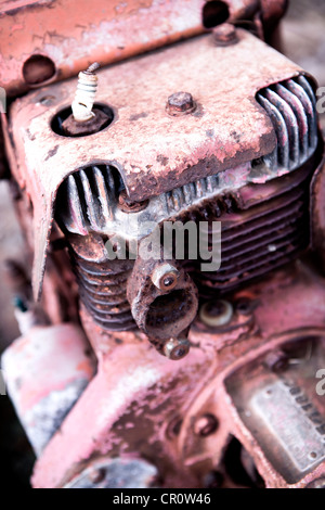 Engine details. Old and rusty motor engine parts. Close up of old and ...