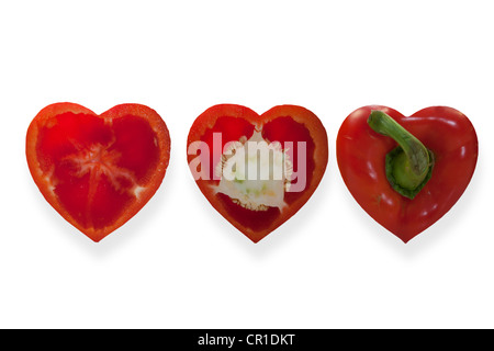 Heart-shaped red bell peppers Stock Photo - Alamy