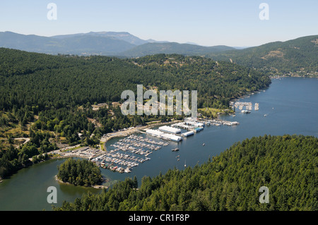 Aerial view of Maple Bay and Maple Bay Marina, Vancouver Island ...