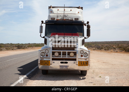 Australian Road Train On The Side Of A Road, Outback Northern Territory ...