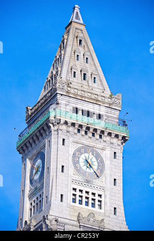 Custom house clock tower and Old North church in the financial district ...