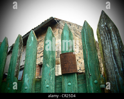 wooden gates and green yard in holiday village Stock Photo - Alamy