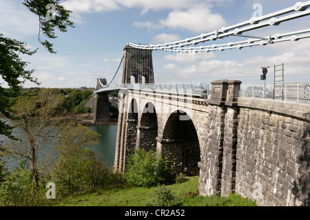 Thomas Telford's Menai Suspension Bridge, opened in 1826, linking ...