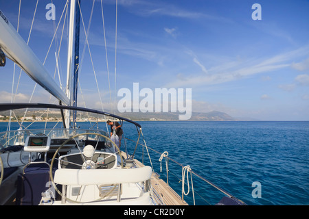 Preparing for anchoring just before entering the harbor Stock Photo - Alamy