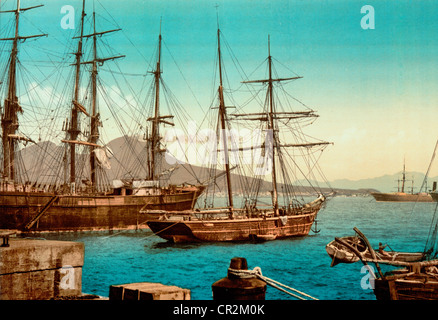 Harbor, Naples, Italy, circa 1900 Stock Photo - Alamy