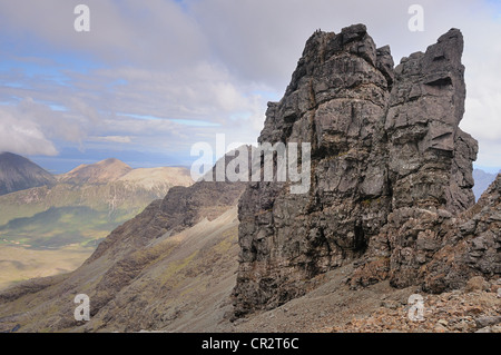 Climbers, Am Basteir, Cuillin, Isle of Skye, Scotland, UK Stock Photo ...
