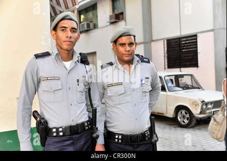 Policia Especializada, Cuban police officer, portrait, centre of Havana ...