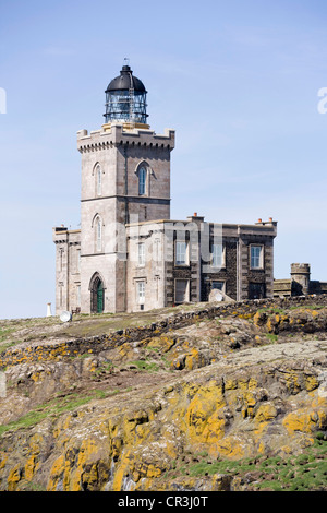 The lighthouse on the remote Scottish Island of North Rona Stock Photo ...