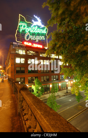 Neon sign for Old Town, Portland, Oregon, US Stock Photo - Alamy