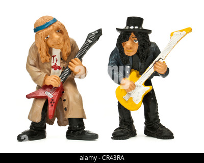 Miniature rock band with two guitarists, drummer and lead singer Stock ...