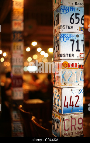 License plates of automobiles as design of restaurant Stock Photo - Alamy
