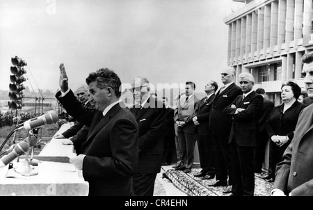 Then Romanian President and dictator Nicolae Ceausescu and his wife ...