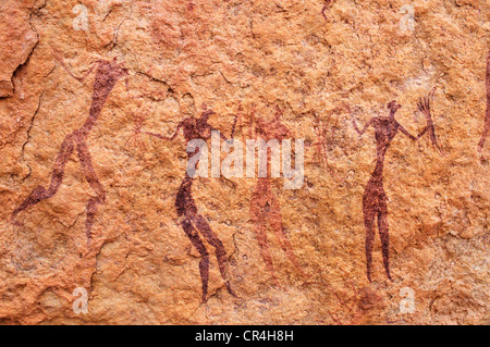 Painted warrior, neolithic rock art at Tin Meskis, Adrar N'Ahnet ...