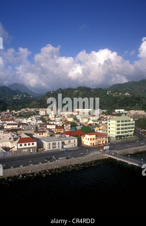 Shoreline of Roseau city by the port on Dominica island, Caribbean ...