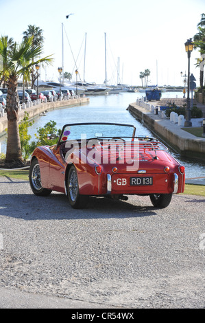 Triumph TR3 classic British open top sports car driving Stock Photo - Alamy