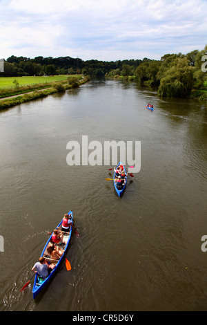 River Ruhr, canoe's on the river, touring, Essen, Germany, Europe Stock ...