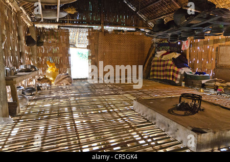 Inside a traditional house of the Mishing-Tribe in Karpun Puli village ...