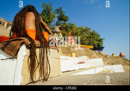 Shiva sadhu with long dreadlocks, Varanasi, Uttar Pradesh, India, Asia ...