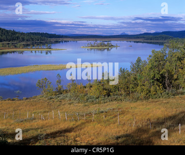 View over Lake Sebu at Vestfjellveien near Lenningen, Oppland, Norway ...