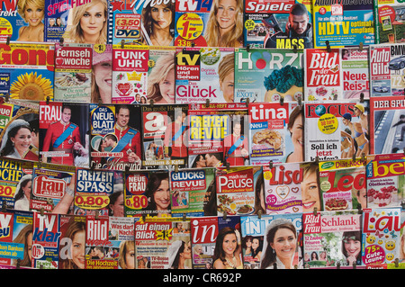 Magazine display, mostly periodicals and women's magazines, Germany ...