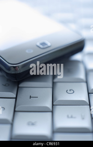 Cell phone keyboard close up isolated on white background. Cell phone ...