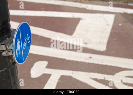 road sign indicating a separate lane for buses, taxis and cyclists ...