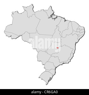 Distrito Federal do Brasil map with Brazilian national flag ...