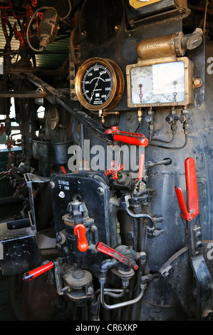 The engine room and control room of a locomotive train Stock Photo - Alamy