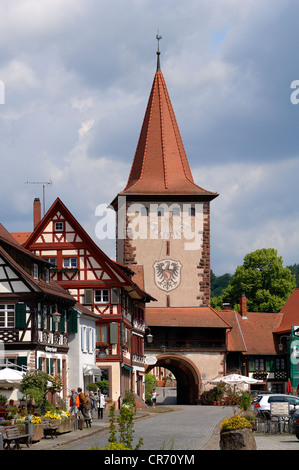 View of Obertortum tower or Haigeracher Tor gate , with the coat of ...