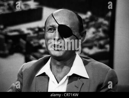 Israeli defence Minister Moshe Dayan (eye patch) General Haim Barlev ...