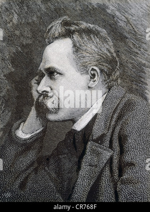Friedrich Nietzsche, portrait. German philosopher. 1844-1900 Stock ...