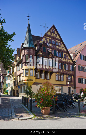 Half-timbered house, alley in the old town, Bernburg an der Saale ...