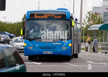 Cardiff's new Bendy Bus at Cardiff Bay Stock Photo - Alamy