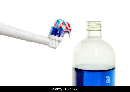 Wet Toothbrush with Toothpaste Isolated on White Stock Photo - Alamy