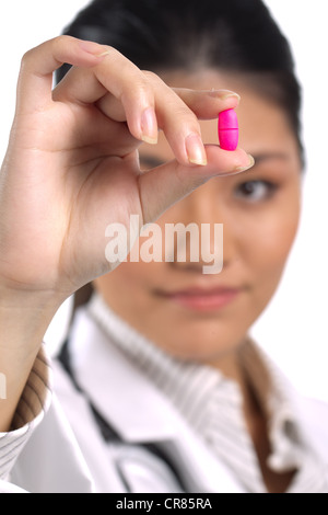 Asian women doctor holding tablet talking phone at modern hospital ...