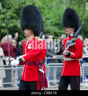 Members of the Scots Guard on parade at Buckingham Palace, London ...