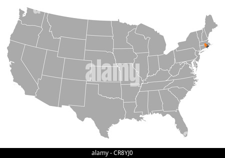 Vector color map of Rhode Island state. Usa Stock Photo - Alamy