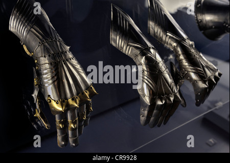 Hall with medieval armour, full plate armour from southern Germany ...