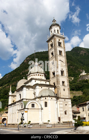 Tirano: church Basilica Madonna di Tirano, train of Bernina line of the ...