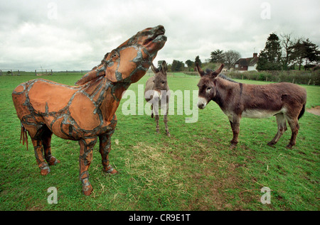 An iron sheet metal sculpture of a donkey by sculptor Len Chatworthy in ...