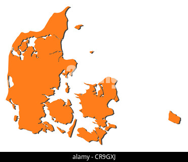 Political map of Danmark with the several regions Stock Photo - Alamy